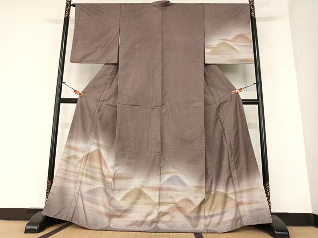 平和屋着物●本場染大島紬　訪問着　遠山重ね文　暈し染め　正絹　逸品　AABA0392zg