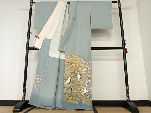 平和屋着物○本加賀友禅作家 百貫華峰 黒留袖 草花文