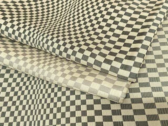 平和屋着物●上質な紬　変わり市松文様　正絹　逸品　AABA0417zg