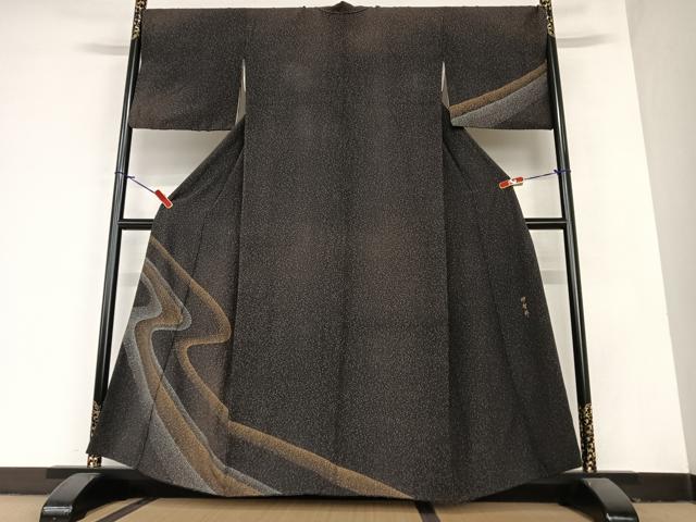 平和屋着物●訪問着　作家物　伊智郎　流水文　金銀彩　正絹　逸品　AABA0436zg