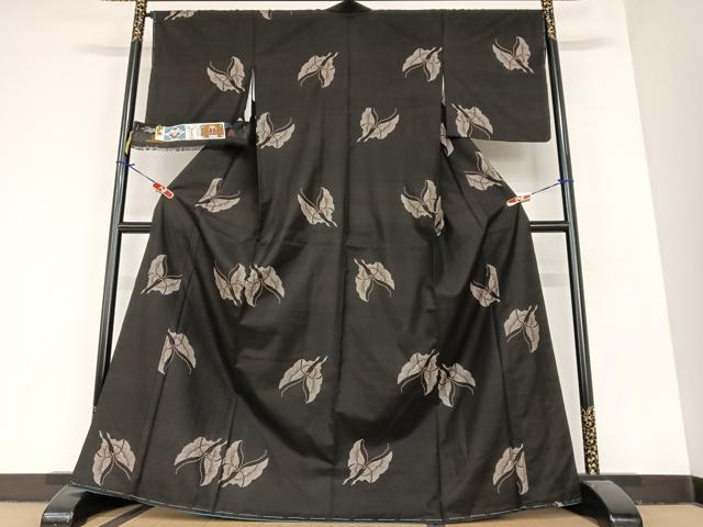 平和屋着物●本場大島紬　純泥染め　手織り　地空き　カタス9マルキ　舞蝶文　盛東洋男作　証紙付き　正絹　逸品　未使用　AABA0437zg