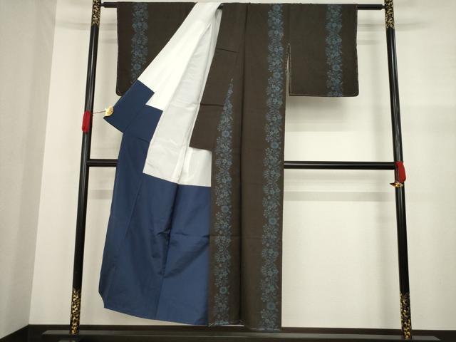 平和屋着物○本場大島紬 一元7マルキ 花間道 正絹 逸品 AABA0773ck