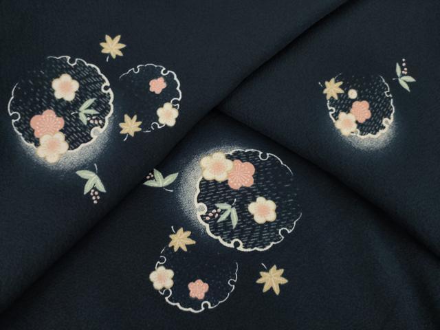 平和屋着物●上質な小紋　雪輪花文　暈し染め　正絹　逸品　AABA0789ck