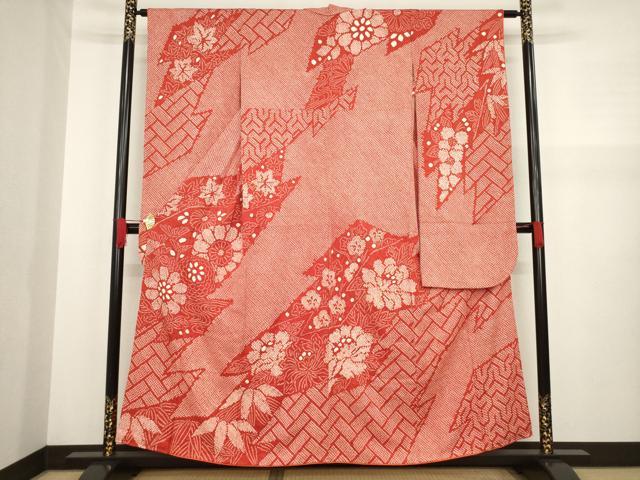 平和屋着物●豪華振袖　総絞り　流水花文　正絹　逸品　AABA0798ck