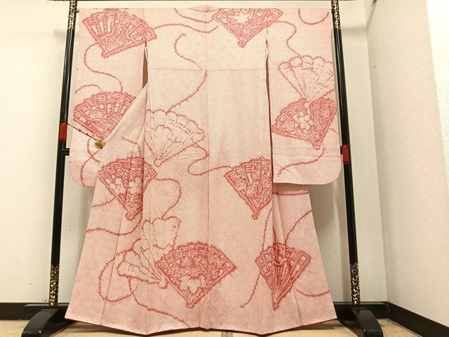 平和屋着物●豪華振袖　絞り　檜扇花文　正絹　逸品　AABA1241ph