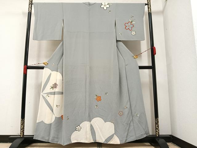 平和屋着物●訪問着　友禅　舞桜文　金彩　鬼しぼ縮緬　正絹　逸品　AABA1274ph