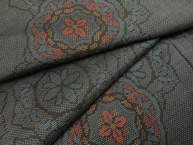 平和屋着物●本場大島紬　一元7マルキ　舞花文　正絹　逸品　AABA1289ph