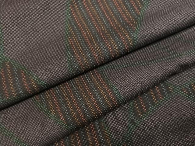 平和屋着物●本場大島紬　一元7マルキ　幾何学文様　正絹　逸品　AABA1301ph