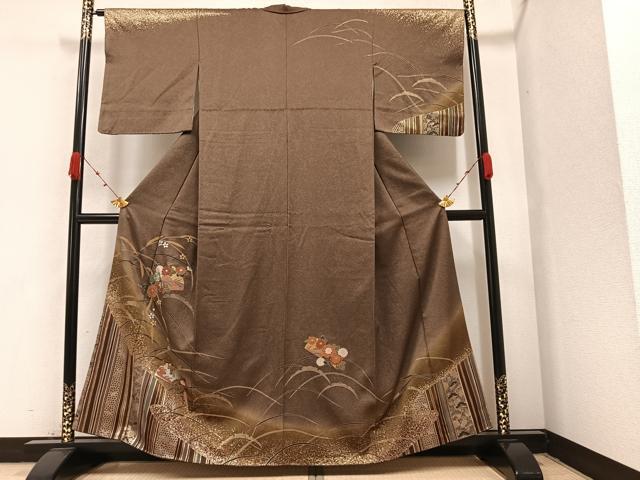 平和屋着物●訪問着　草花文　暈し染め　金彩　正絹　逸品　AABA1319ph