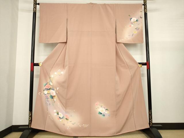 平和屋着物●訪問着　友禅　草花文　暈し染め　金彩　正絹　逸品　未使用　AABA1331ck