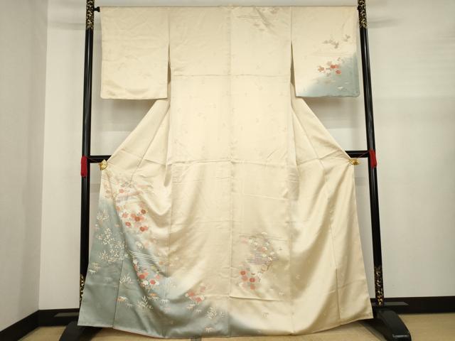 平和屋着物●訪問着　風景花文　暈し染め　金彩　正絹　逸品　未使用　AABA1335ck