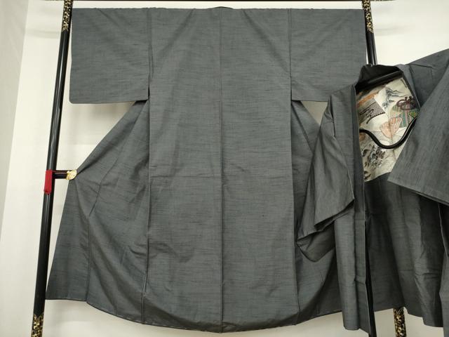 平和屋着物●男性　紬　アンサンブル　網代　正絹　逸品　AABA1350ck