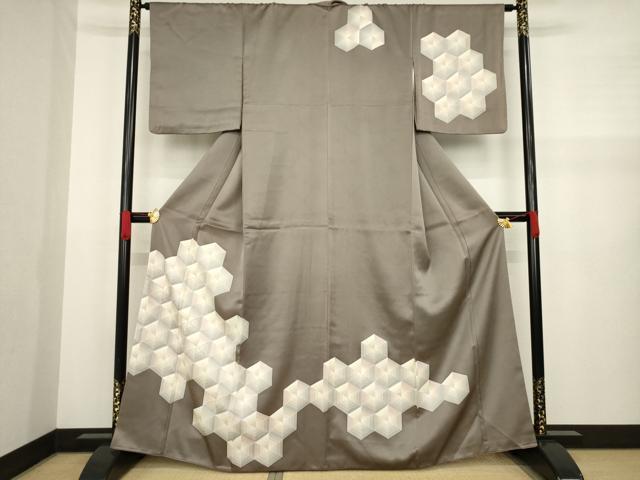 平和屋着物●訪問着　刺繍　亀甲文　正絹　逸品　AABA1356ck
