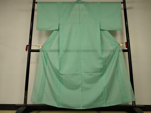 平和屋着物＊夏物　色無地　絽　若緑色　洗える着物　AABA2266jd