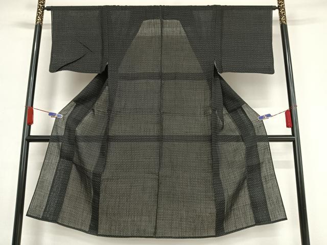 平和屋着物＊夏物　男性　上布　井桁絣　麻　逸品　AABA2486np