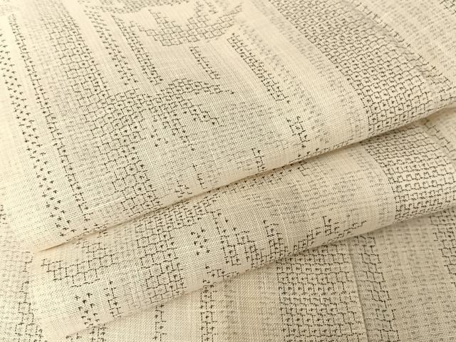 平和屋着物＊夏物　結城紬　夏結城　100亀甲　笹竹文　正絹　逸品　AABA2512np