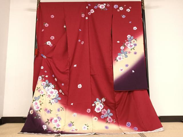 平和屋着物●豪華振袖　草花文　暈し染め　仮絵羽　逸品　未使用　AABA2535np