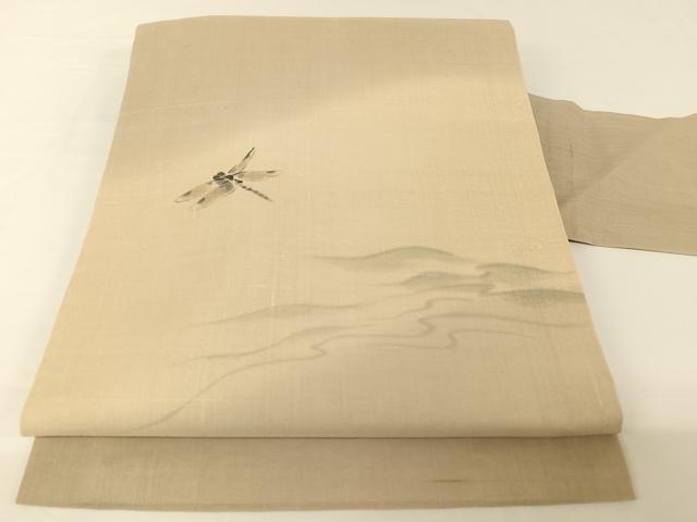 平和屋着物＊夏物　絹芭蕉　九寸名古屋帯　手描き　勝虫　正絹　逸品　AABA2546np