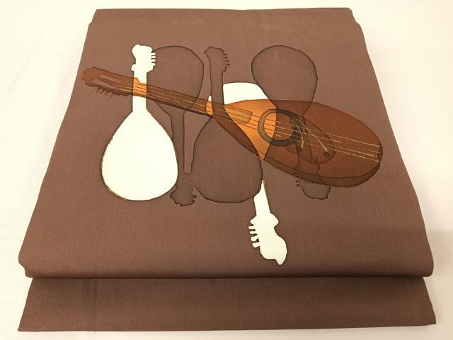 平和屋着物●横山喜八郎　九寸開き名古屋帯　ろうけつ染め　マンドリン　正絹　逸品　AABA2564np