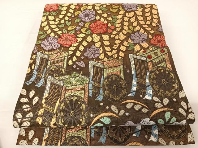 平和屋着物●TOKI志すい キモノモードオリジナルブランド　六通柄袋帯　唐織　辻が花　御所車　金糸　正絹　逸品　AABA2566np