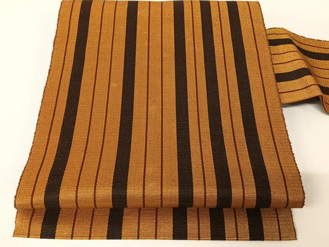 平和屋着物●本場黄八丈　紬　八寸名古屋帯　縞　正絹　逸品　AABA2582np