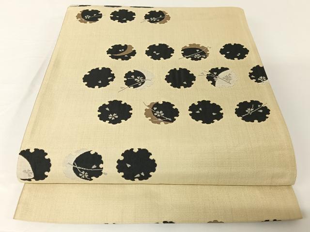 平和屋着物●六通柄袋帯　阿弥織　雪輪花文　正絹　逸品　AABA2583np