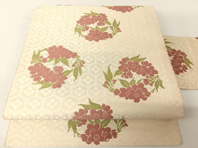 平和屋着物●俵屋　人間国宝　喜多川平朗  有職織物　九寸名古屋帯　唐織　花丸文　正絹　逸品　AABA2585np