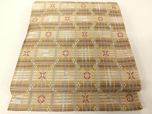 平和屋着物●六通柄袋帯　紹＆#32038；花織　正絹　逸品　AABA2612np