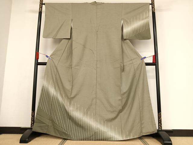 平和屋着物●訪問着　紬地　縞　金彩　正絹　逸品　AABA2620np