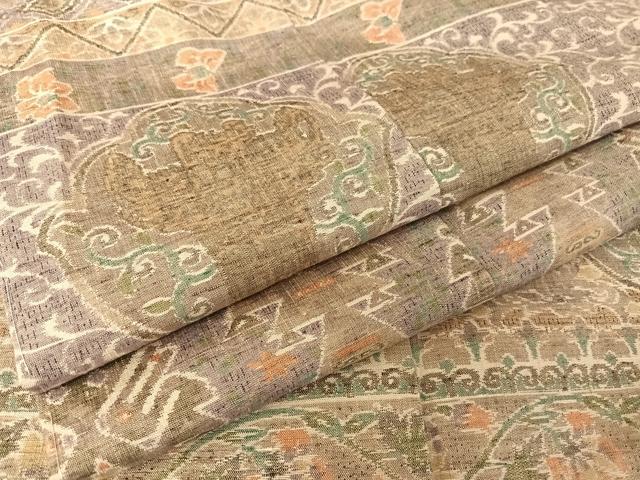 平和屋着物●小千谷紬　壁画文様　やまと誂製　正絹　逸品　未使用　AABA2632np