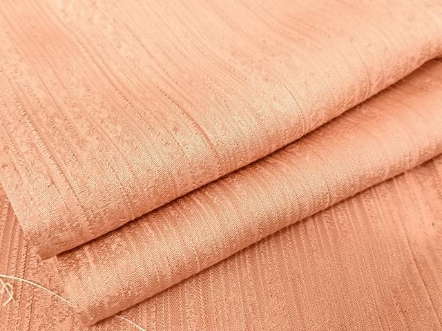 平和屋着物●上質な色無地　雨縞地紋　薄紅色　正絹　逸品　未使用　AABA2641np
