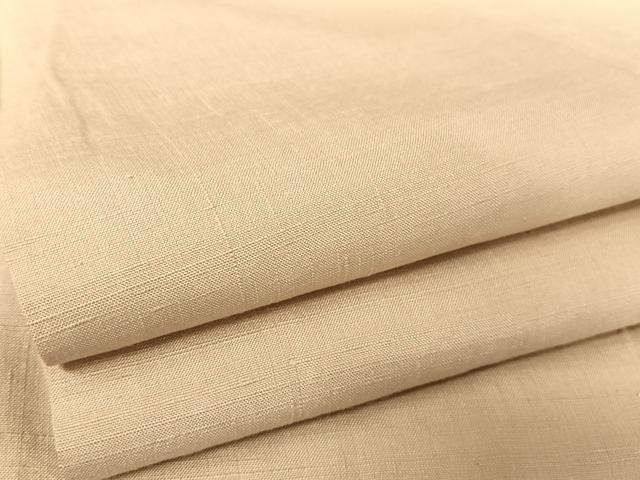 平和屋着物●結城紬　色無地　練色　正絹　逸品　AABA2661np