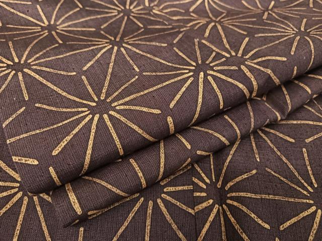 平和屋着物●上質な紬　麻の葉文様　正絹　逸品　AABA2673np