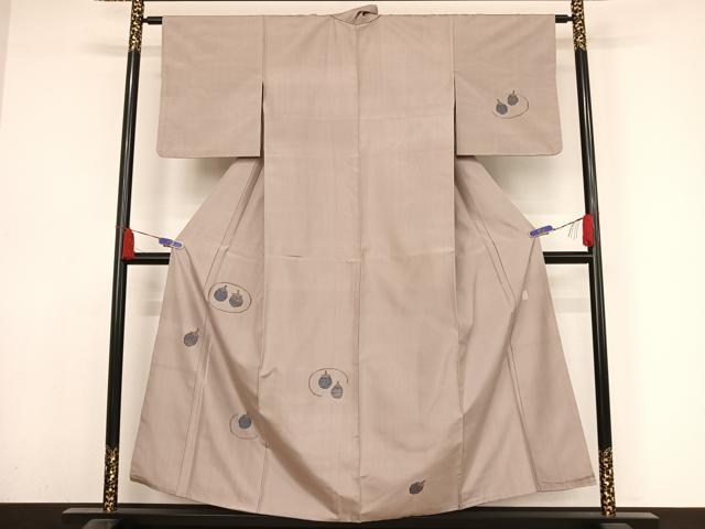 平和屋着物●上質な紬　訪問着　成り物　茄子　正絹　逸品　AABA2677np