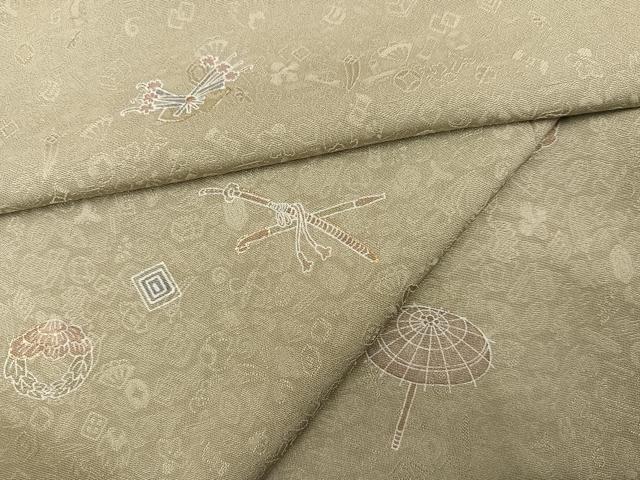 平和屋着物●上質な小紋　番傘花文　金彩　正絹　逸品　AABA2689ph