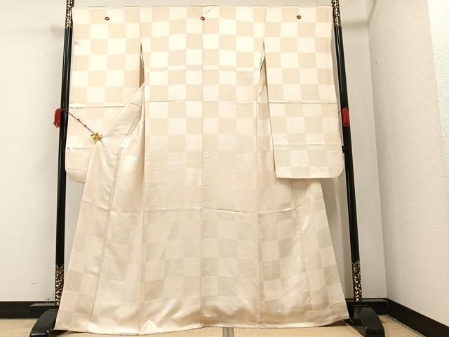 平和屋着物●豪華振袖　市松文様　金通し地　正絹　逸品　AABA2693ph 平和屋着物○豪華振袖 市松文様 金通し地 正絹 逸品 AABA2693ph 振袖