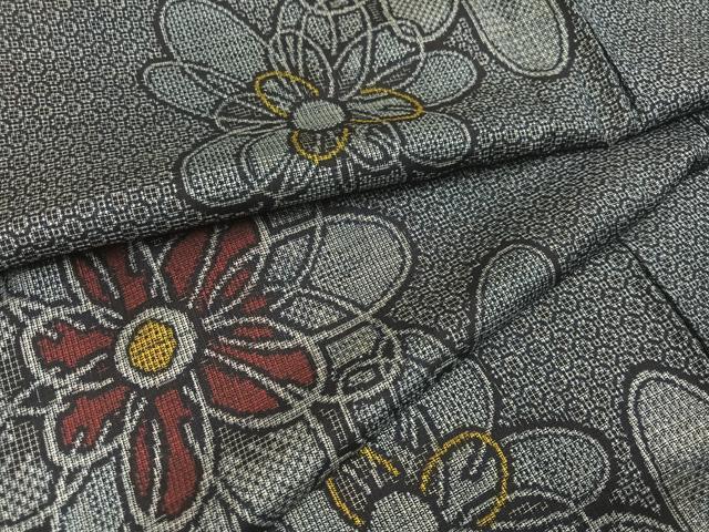 平和屋着物●本場大島紬　割込み絣　舞花文　正絹　逸品　AABA2715ph