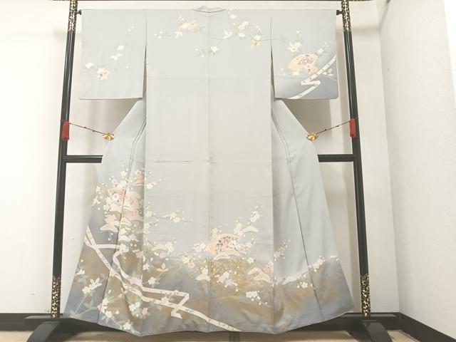 平和屋着物●訪問着　地紙草花文　暈し染め　金彩　正絹　逸品　AABA2724ph