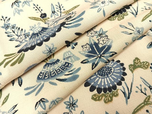 平和屋着物●上質な小紋　型染め　草花文　正絹　逸品　AABA2746ph