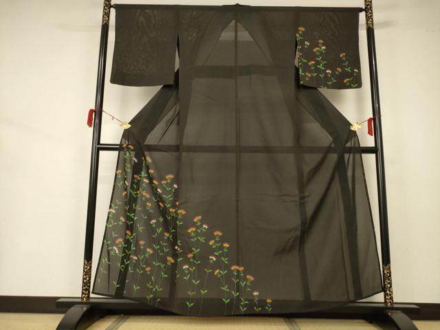 平和屋着物＊夏物　訪問着　絽　草花文　正絹　逸品　AABA2764jd