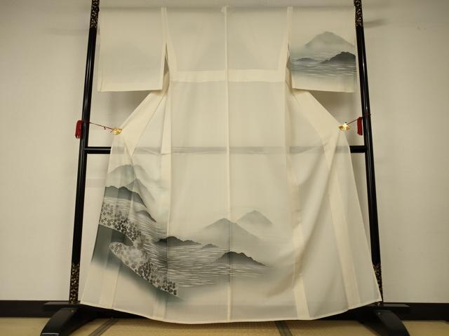 平和屋着物＊夏物　訪問着　絽　風景文　正絹　逸品　AABA2792jd