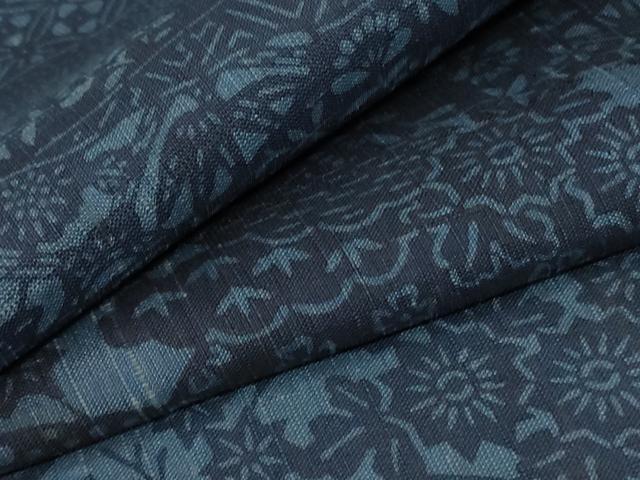 平和屋着物＊夏物　阿波藍染　阿波友禅　徳島県無形文化財保持者　香川卓美　訪問着　紬地　紗　吉祥草花文　正絹　逸品　AABA2814jd