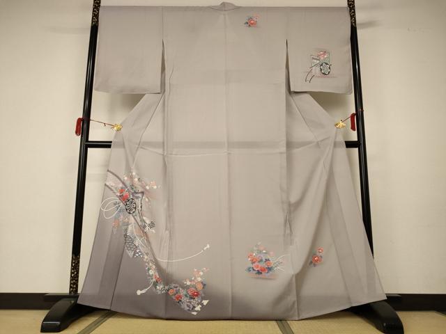 平和屋着物＊夏物　訪問着　変わり絽　御所車草花文　暈し染め　正絹　逸品　未使用　AABA2819jd