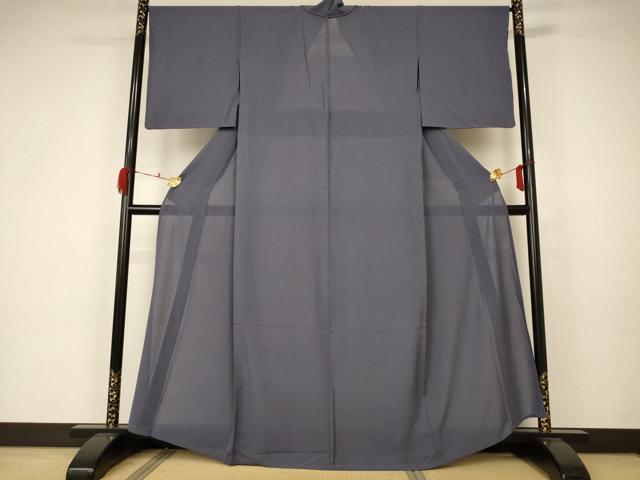 平和屋着物＊夏物　色無地　紗　紬地　源氏鼠色　正絹　逸品　AABA2832jd