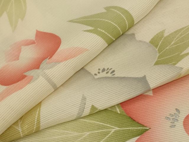 平和屋着物＊夏物　小紋　絽　草花文　正絹　逸品　AABA2835jd