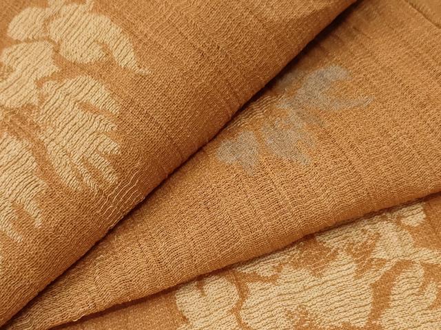 平和屋着物＊夏物　小千谷ちぢみ　枝葉文　麻　逸品　未使用　AABA2844jd