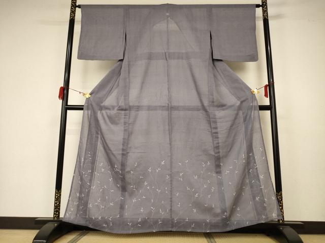 平和屋着物＊夏物　色留袖　紗　生紬　枝葉文　正絹　逸品　AABA2851jd