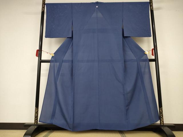 平和屋着物＊夏物　色無地　絽　紺鼠色　正絹　逸品　AABA2858jd