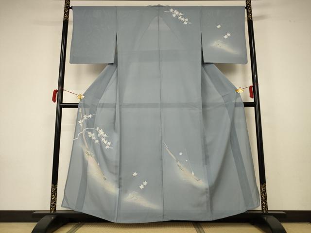 平和屋着物＊夏物　訪問着　絽　流水筏文　暈し染め　正絹　逸品　AABA2860jd