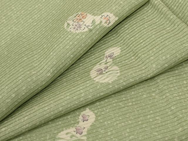 平和屋着物＊夏物　小紋　絽　瓢箪花文　五泉　反端付き　正絹　逸品　AABA2864jd